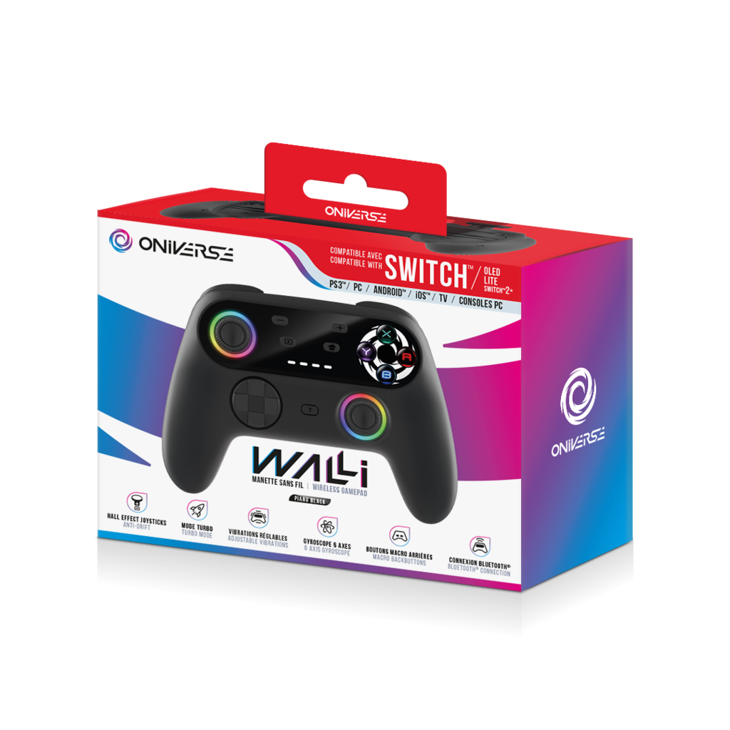 ONIVERSE NSW2 WIRELESS CONTROLLER WALLI - PIANO BLACK – Nordic Game Supply