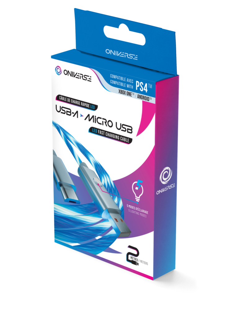 ONIVERSE MICRO USB CHARGE CABLE WITH LED, 2 METERS - WHITE – Nordic ...