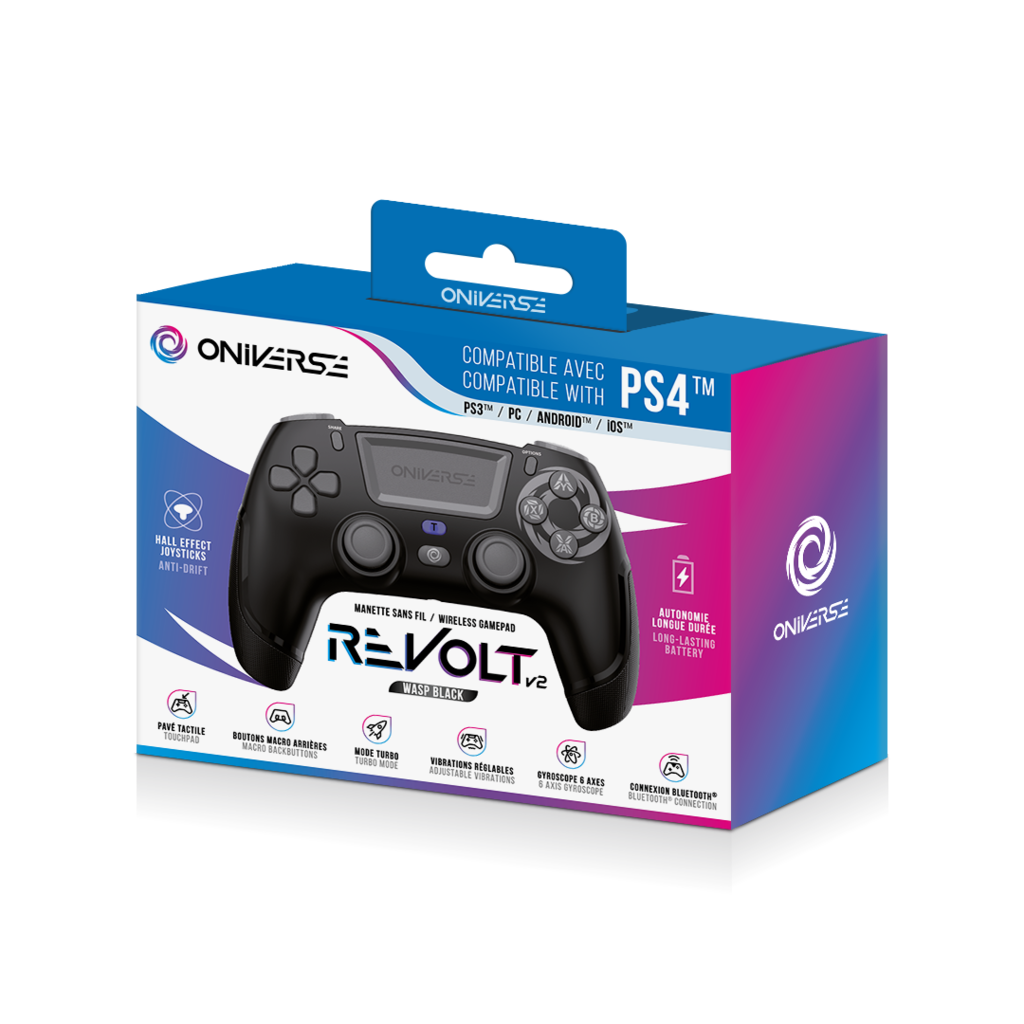 ONIVERSE PS4 WIRELESS CONTROLLER REVOLT V2 BT WASP - BLACK – Nordic ...